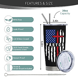 Gtdodcsd Christmas Pastor Appreciation Gifts, Pastor Gifts for Men Tumbler 20oz, Pastor Appreciation Gifts for Men, gifts for pastor appreciation, Christian Gifts For Men 20 OZ