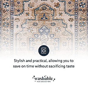 Linon The Anywhere Washable Rug Jones Ivory/Gold 3' X 5' Accent Rug