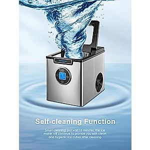 Ice Maker Machine Countertop, Portable Compact , 28lb 3 Cube Sizes in 24 Hours, 9 Ice Cubes in 5 Minutes, Programmable Timer Setting, with Ice Scoop and Basket for Home