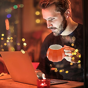 Halloween Pumpkin Mug with Lid, Ceramic Halloween Pumpkin Shaped Cup, Halloween Coffee Mug Milk Cup with Lid for Christmas Birthday Women Wife Mom Girl Boy Teacher Friends (Orange)