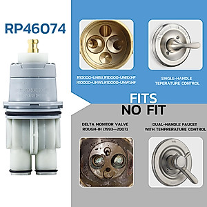 RP46074 Shower Cartridge Compatible with Delta 13/14 Series Single Handle Faucet, Suitable for Delta Monitor MultiChoice Universal Valves Rough-in (2007-present)