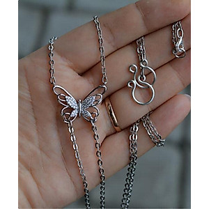 D.Bella Fake Nipple Piercing with Chain for Women Sexy Non Piercing Nipple Ring with Butterfly Necklaces Adjustable Jewelry