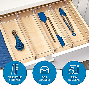 iDesign Clarity Plastic Drawer Organizer, Storage Container for Silverware, Utensils, Kitchen Gadgets in Pantry, Cabinets, Countertops, 4" x 12" x 2" - Clear