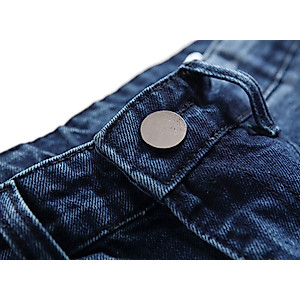 Men's Ripped Distressed Destroyed Slim Fit Straight Leg Denim Jeans (38, Dark Blue)