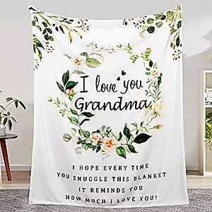 Gifts for Grandma, Grandma Birthday Gifts, Grandma Gifts, for Grandma, Great Grandma Gifts, I Love You Grandma Blanket, Soft Throw Blanket 60" x 50", White