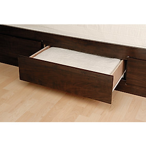 Prepac Tall Queen Captain's Platform Storage Bed with 12 Drawers, Espresso
