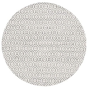 Safavieh Marbella Collection Area Rug - 6' Round, Grey & Ivory, Handmade Geometric Wool, Ideal for High Traffic Areas in Living Room, Bedroom (MRB325F)