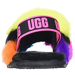 UGG Girls T Fluff Yeah Party Spots Slipper, Black, 10 Toddler