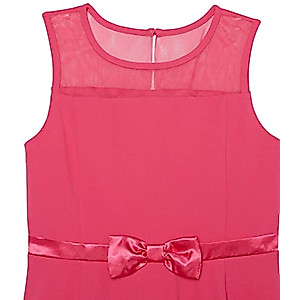 Calvin Klein Girls' Sleeveless Party Dress, Fit and Flare Silhouette, Round Neckline & Back Zip Closure, Magenta