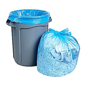 Recycling Trash Bags 55 Gallon, (50 count w/Ties) Large Blue Plastic Garbage Bags