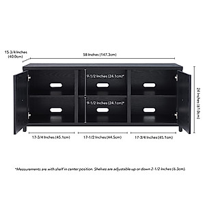 Henn&Hart Rectangular TV Stand for TV's up to 65" in Black, Electric Fireplace TV Stands for the Living Room