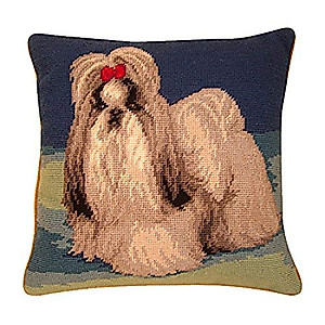 Elegant Décor Needlepoint Pillow Shih Tzu