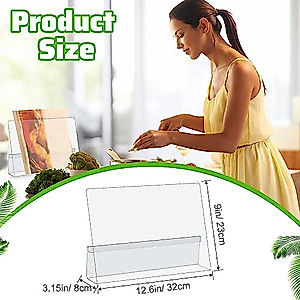 Sintuff 2 Pieces Acrylic Cookbook Holder Stand Clear Cookbook Holder for Kitchen Counter Transparent Recipe Book Stand Easy Viewing Tablet Holder, Fit for Cooking Baking Reading Displaying