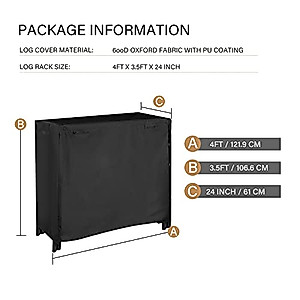 LIBMALL 4ft 600D Oxford Heavy Duty Waterproof Outdoor Firewood Log Rack Cover