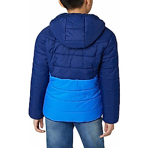 Eddie Bauer Kids Reversible Plush Hoodie Jacket (as1, alpha, m, regular, Navy/Royal, Medium 10/12)