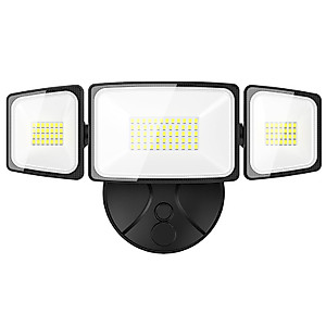 Onforu 60W Flood Lights Outdoor, 6000LM Super Bright Security Lights Switch Controlled, 3 Adjustable Heads, IP65 Waterproof, 6500K Wall Mount Exterior LED Flood Light