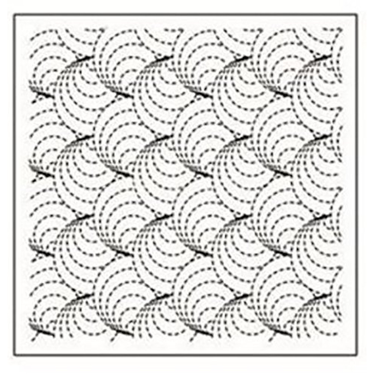 Sashiko Fabric - Pre-Printed Panel - 6 Block Traditional Design Sampler - Indigo Kona Cotton