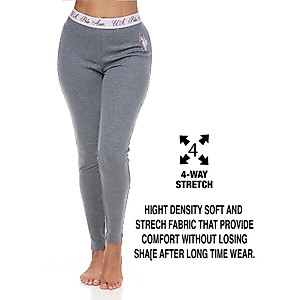 U.S. Polo Assn. Thermal Pajamas for Women Set, Thermals Top and Bottom Set, Womens Thermals (Charcoal Heather Set, Medium)