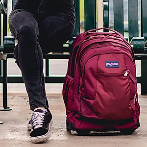 JanSport Driver 8 Rolling Backpack and Computer Bag, Lucky Bandana - Durable Laptop Backpack with Wheels, Tuckaway Straps, 15-inch Laptop Sleeve - Premium Bag Rucksack