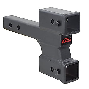 TOPTOW Trailer Dual Hitch Extender Adapter with 2 & 4-inch Riser/Drop, 2" Receiver, 2-inch Solid Shank, 10000lbs Capacity…