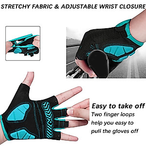 MOREOK Cycling Gloves Bike Gloves for Men/Women-[5MM Gel] Biking Gloves Half Finger Gloves Bicycle Gloves-for Cycling/Fitness/Motorcycle/Gym/Outdoor Sports-Blue-L
