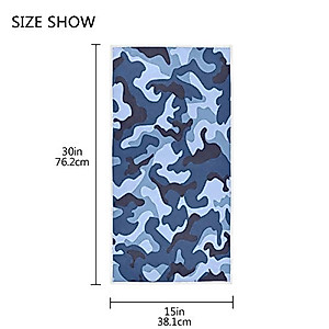 Blueangle Camo Hand Towel Blue Military Camouflage Towels Soft Highly Absorbent Towel Bath Decor for Bathroom Gym Spa, 30x15 inch