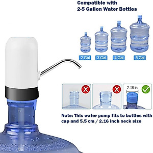 Electric Water Dispenser, Automatic Water Dispenser, Water Dispenser for 5 Gallon Bottle, USB Charging 3-5 Gallon Water Bottle Switch for Camping, Kitchen, Workshop, Garage