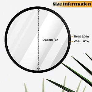 Yookeer Round Black Mirror Set of 4 Sticky Locker Mirror Self Adhesive Acrylic Mirror for Home Bathroom and Locker Accessories,6 Inches