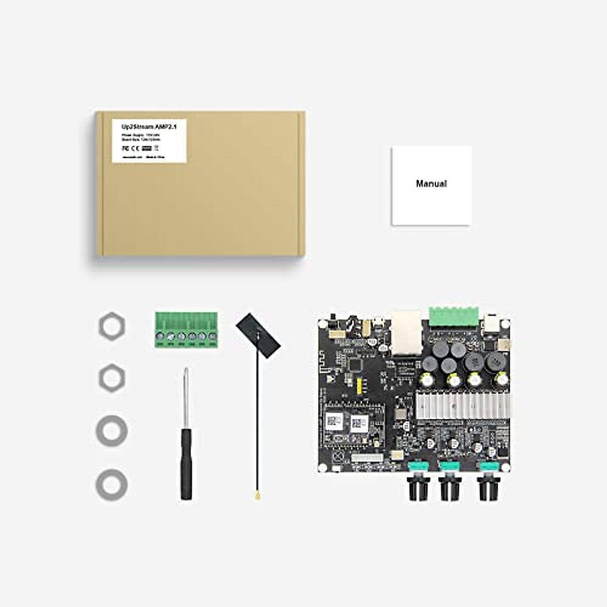 Subwoofer Amplifier Board, Arylic WiFi & Bluetooth 5.0,50W2 Stereo Pair + 100W Sub Class D Stereo Amplifier,Multiroom/multizone Home Audio Amplifier Board for DIY Speaker-Up2stream Amp 2.1