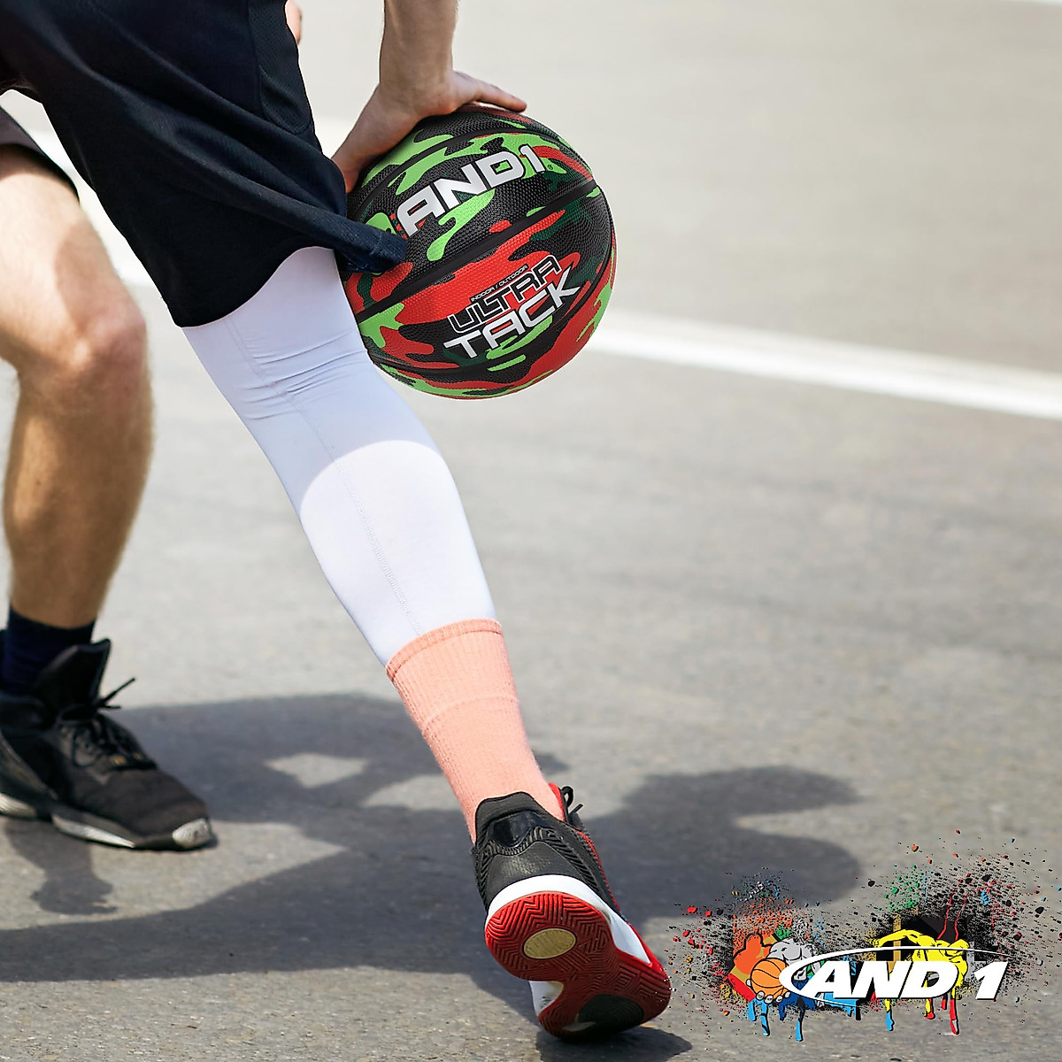 AND1 Ultra Grip Official Regulation Size 7 (29.5 inches) Rubber Deep Channel Construction Streetball, Made for Indoor Outdoor Basketball Games