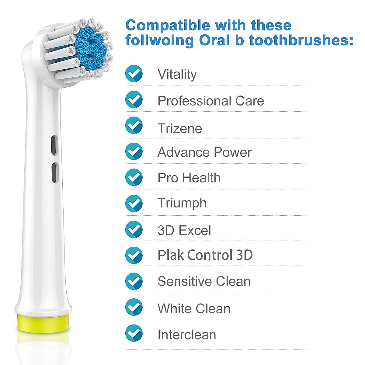 Replacement Toothbrush Heads for Oral-B, 4 Count Replacement Heads Compatible with Oral B Braun Electric Toothbrush