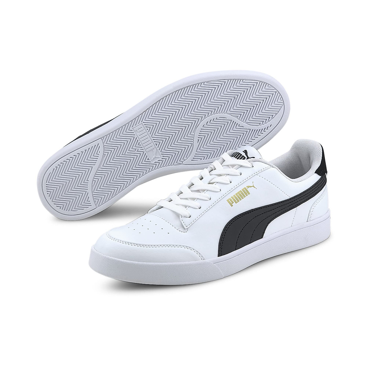 Puma Unisex Sneaker Basketball, White Black Team Gold, 9 US Women