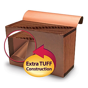 Smead TUFF Expanding File, 21 Pockets, Alphabetic (A-Z), Flap and Cord Closure, Legal Size, Redrope (70320), Pack of 1