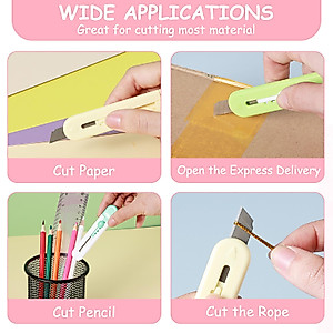 Dimeho Utility Knife Box Cutters, 6 Pcs Retractable Blade Letter Opener Box Cutter Carton Mini Easy Slide Cardboard Cutter Knife for Opening Paper, Envelopes, Packages, Boxes, Bags(6 Color)