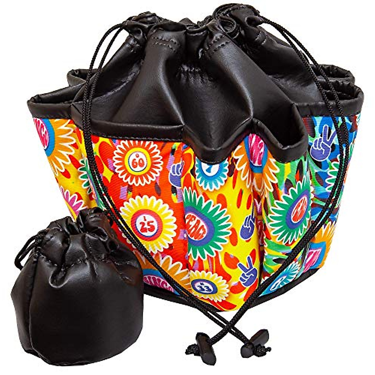 ABS Novelties Peace Love Bingo Pattern 10 Pocket Tote, Black, One Size Bingo Bag with Pockets