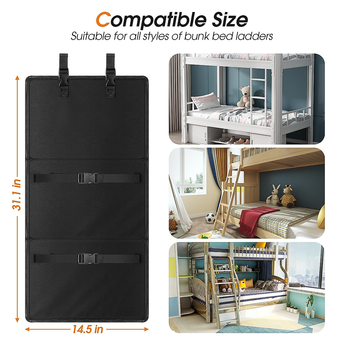 Ligebul Bunk Bed Ladder Cover,Kiddies Bunk Bed Ladder Cover Ladder Guard Pads to Prevent Kids from Climbing Ladders Cover, Black