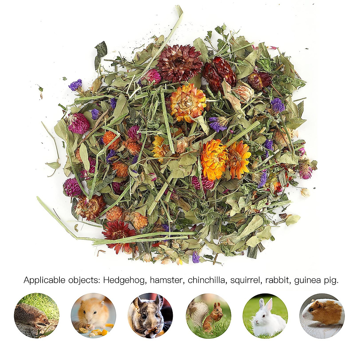 GLOGLOW Small Pet Bedding, Dried Flowers Plants Padding for Squirrels Guinea Pigs Rabbits Chinchillas Hamsters Gerbils(100g) Treats