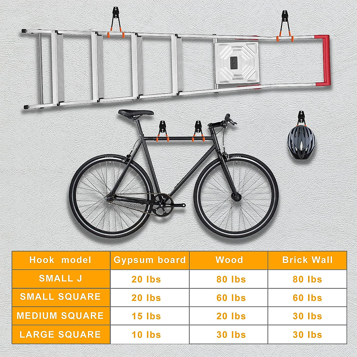 KURUI 14 Pack Garage Hooks for Hanging, Heavy Duty Garage Storage Hooks for Ladder Extension Cord Tool Cable, Wall Mount Large Utility Hooks, Garage Organization Hanger&Organizer