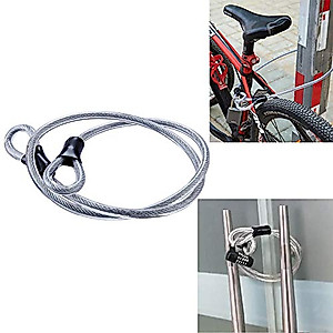 Stainless Steel Safety Cable,Double Loop Braided Steel Cable Flexible Lock Cable Lock 3/8 inch U-Lock,Padlock,Transparent Wire Rope with Ring, Electric Door, Bicycle,Glass Door Lock, Door Handle，