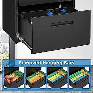 BYNSOE 2 Drawer Lateral File Cabinet with Shelving Metal Filing Cabinet with Lock Office Home File Cabinet for A4 Legal/Letter,Assembly Required (Black, 2 Drawers with Shelving)