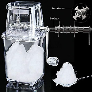 CZ-XING Ice Crusher Manual Rotary Ice Crusher Cocktails Slush Machine Ice Cube Crushed Smoothies Ice Crusher Machine Home 1.25L Chrome Plated Ice Grinder Ice cube Drinks Chopper Stirrer (Transparent)