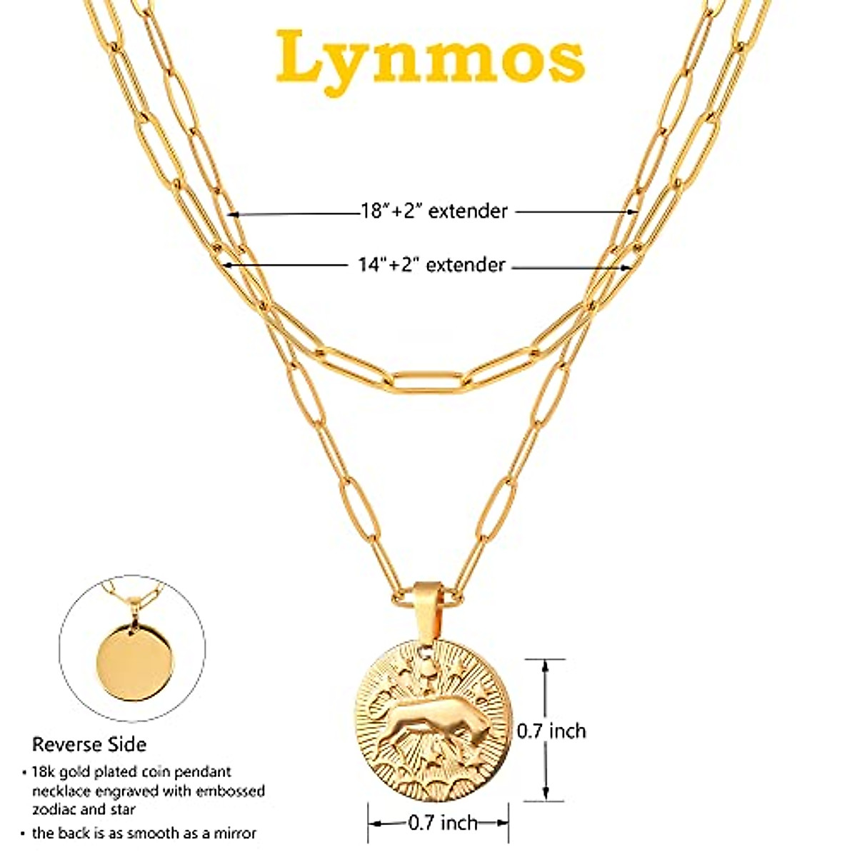 Taurus Dainty Zodiac Necklace for Women Zodiac Sign Pendant Necklace 18k Gold Plated Paperclip Chain Necklaces Layered Gold Necklace for Women Birthday Jewelry Gifts