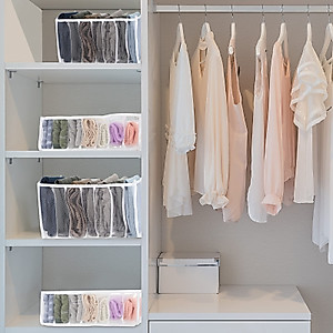 Tatuo 30 Pcs Wardrobe Clothes Organizer Closet Organizers and Storage Drawer Organizers for Clothing Foldable Mesh Dividers Storage for Jeans, Trousers, T Shirts and Skirts, 7 Grid, Large and Small