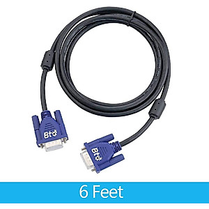 BTO VGA to VGA Cable 6 Feet Long PC Computer Monitor, Projector, Cord 1080p Full HD High Resolution, Male to Male Blue Cable (6 Feet).