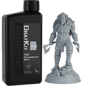 GratKit 8K Rigid Resin, 3D Printer 405nm UV-Curing Photopolymer Resin, High Precision Low Odor 3D Printing Resin - 1000g，Gray