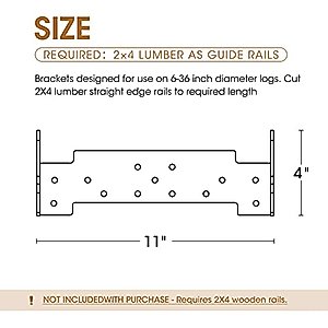 Touri Chainsaw Mill Rail Guide Metal Bracket Logging Tools Used with Saw Mill (Lumber not Included), A Pair