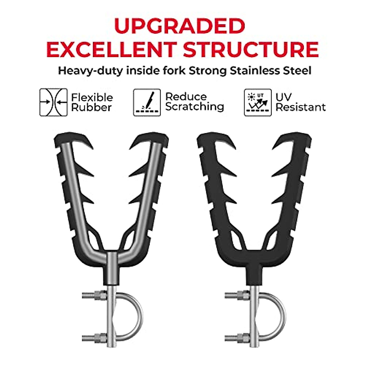 kemimoto ATV Gun Mount, Gun Holder for ATV, Bow Tools Rack with Rubber Straps Compatible with ATV Mobility Scooter Hunting Bike Shooting Carts