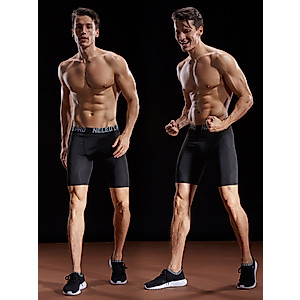 NELEUS Men's 3 Pack Sport Running Compression Shorts,6012,Black,L,EU XL
