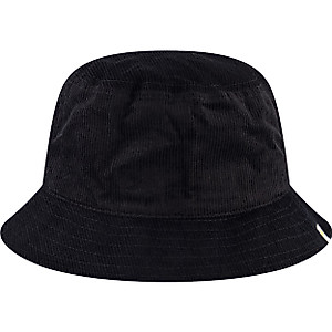 C & C California Bucket Hat, Corduroy Cotton Packable Travel Hat, Wide Brim Summer Hat, Black, One Size