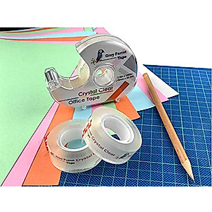 Greyparrot Office Clear Office Refill Tape Rolls + Dispenser(8 Pack),(3/4” X 1000in/pack). for Craft Jobs, Gift Wrapping, Office Work Clear(Transparent) Glossy Finish, Refillable (8000 inch/Total)